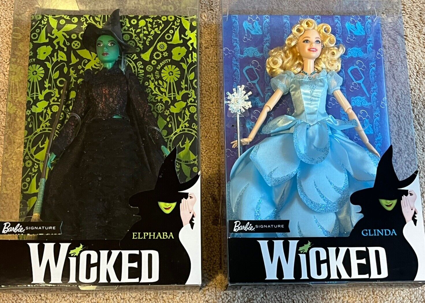 NIB Barbie Signature 2018 Wicked Elphaba Doll and Glinda Doll Bundle ...