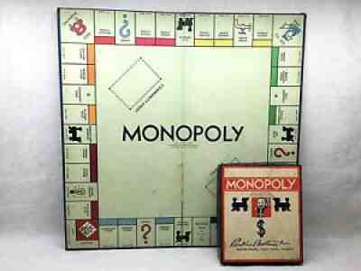 1935 MONOPOLY GAME 1933 CHAS B DARROW BOARD BLUE BOX RARE SMALL MONEY ...