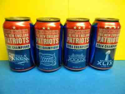 4 CAN BUD LIGHT BUDWEISER BEER CAN SET NEW ENGLAND PATRIOTS FOOTBALL ...