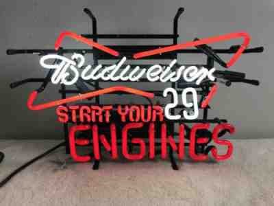 BUDWEISER BEER NEON SIGN “START YOUR ENGINES” NASCAR BAR SIGN #29 KEVIN ...