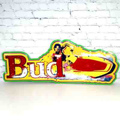 Vintage 1991 Bud Beer Jet Ski Wave Runner Tin Metal Bar Sign Budweiser ...