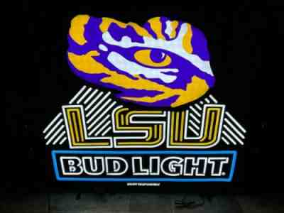 Bud Light Beer LSU TIGERS FOOTBALL led light up bar sign Louisiana new ...