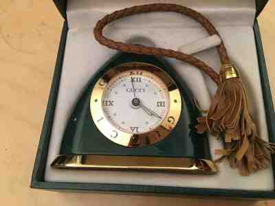 Ultra RARE Vintage GUCCI Stirrup Travel Alarm Clock Malachite & Brass ...