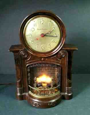 Master Crafters Mantel Fireplace Clock Model #11 Working Flame Vintage ...
