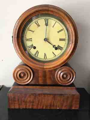 E. Ingraham Mahogany Veneered GRECIAN MOSAIC Shelf Clock may 30 1871 ...