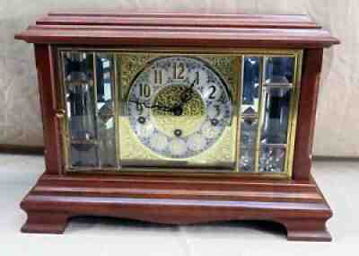 VINTAGE ANSONIA GOLD MEDALLION 315 MANTLE CHIME CLOCK CHERRY WOOD CASE ...