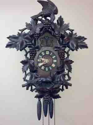 Antique Quail Cuckoo Clock Black Forest Fox and Grape Theme - Sold for ...