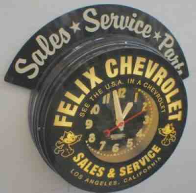 Felix Chevrolet Huge 22" neon Clock By Curtis W/marquee - Sold for $850 ...