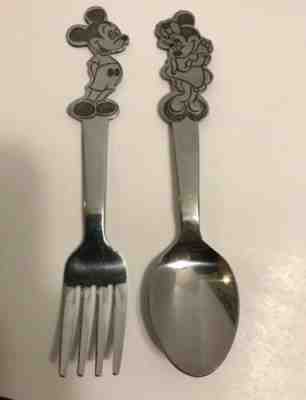 Walt Disney Mickey Fork & Minnie Spoon Stainless By Bonnie Made In ...