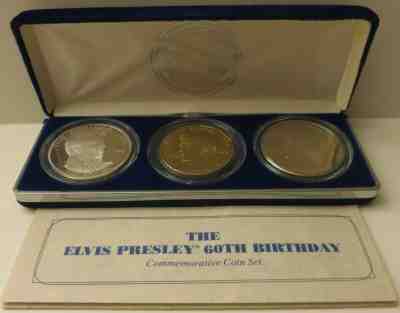 Elvis Presley 60th Birthday Coin Set of 3 Marshall Islands with COA in ...