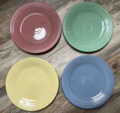 SET OF 4 FIESTA WARE DINNER PLATES MULTI COLOR PASTELS Homer Laughlin ...