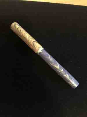 Vintage Waterman #94 Olive & Blue Ripple Rare Fountain Pen