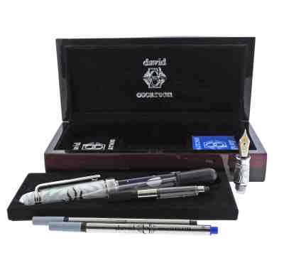 David Oscarson Limited Trellis Convertible Sterling Enamel Fountain Pen ...