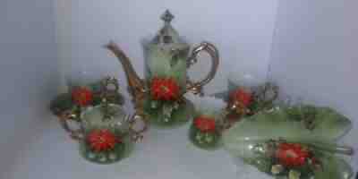 vintage antiques Lefton Poinsettia Tea Set - Sold for $100.00 | Lefton ...