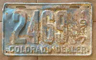 Colorado 1917 DEALER License Plate # 2469 - Sold for $399.99 | Price ...