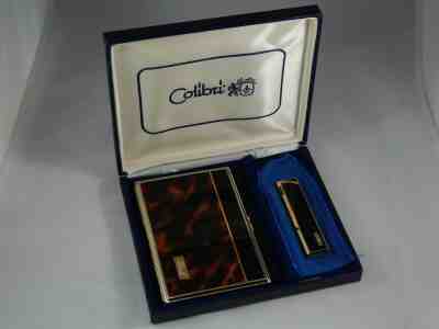 Vintage Colibri Cigarette Case and Lighter Set In Original Case Black ...