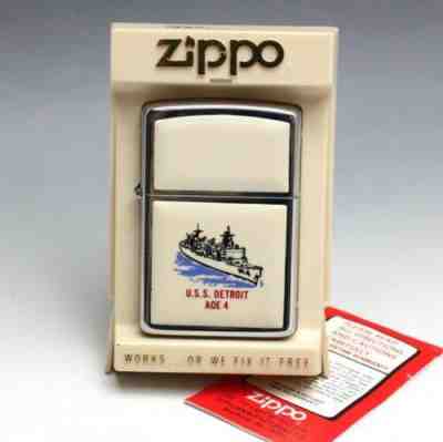 Vintage 1982 USS Detroit ADE4 US Navy Ship Ultralite Zippo Lighter MIB ...