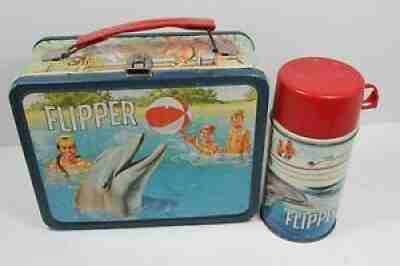 Vintage Flipper Metal Lunch Box & Metal Bottle, 1966, Thermos - Great ...