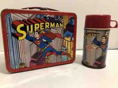 1967 Vintage Superman Metal Lunchbox And Thermos Set - Sold for $389.99 ...