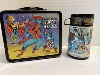 VINTAGE 1976 MARVEL COMICS SUPER HEROES LUNCHBOX Lunch Box METAL ...