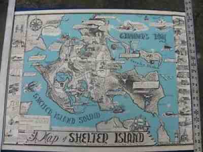 Rare1966 pictorial map of Shelter Island, Long Island by Edith Hawkins ...