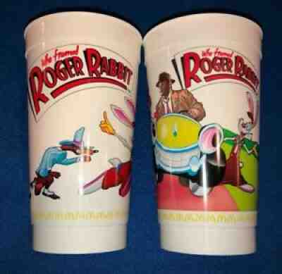 Who Framed Roger Rabbit McDonald's Super Size Plastic Cups 1988 Coca ...