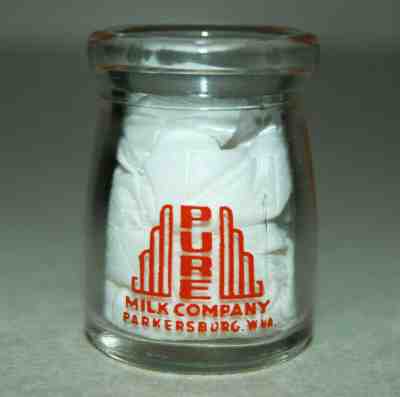 Creamer Size Dairy Milk Bottle PURE MILK DAIRY PARKERSBURG W. VA 2 ...