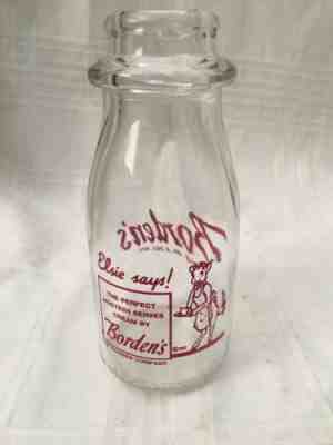 Vintage Half Pint Milk Bottle Bordens Dairy Elsie Cow Borden Borden's - Sold for $19.99 | Milk ...