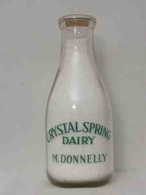 TRPQ Milk Bottle Crystal Spring Dairy M Donnelly Farm Saranac Lake NY ...