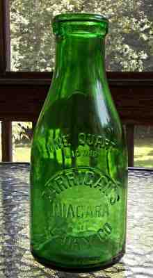 Carrigan's Niagara Dairy Co. Niagara Falls N.Y. Embossed Emerald Green ...