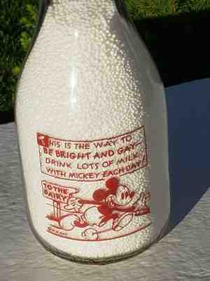Extremely Rare Mickey Mouse Quart Disney Milk Bottle from Ligonier, PA ...