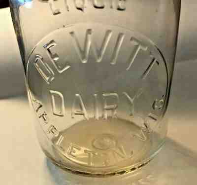 Vintage DeWitt Appleton Wis WI Wisconsin One Pint Dairy Milk Bottle ...