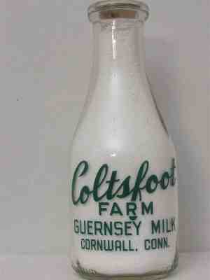 TRPQ Milk Bottle Coltsfoot Farm Dairy Cornwall CT GUERNSEY MILK BOTTLE ...