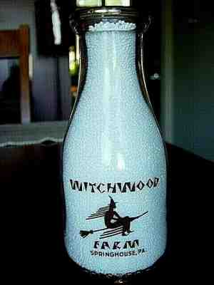 1940's WITCHWOOD Springhouse PENNSYLVANIA Pint dairy milk bottle ...
