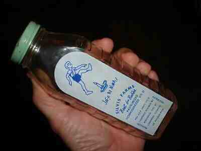 Old Jack Be Nimble SILVIS FARM baby glass milk bottle Samuel Callet Co ...