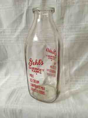 Vintage Quart Milk Bottle Gehl’s Guernsey Farms Dairy Milwaukee ...