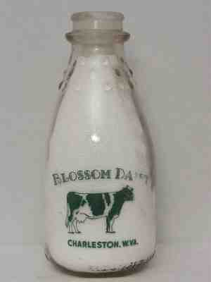 SRPQ Milk Bottle Blossom Dairy Charleston WV KANAWHA COUNTY '45 FULL ...