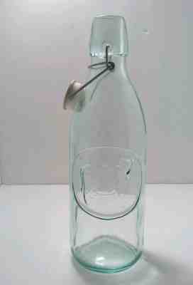 Vintage Italy Glass Absolutely Pure Milk Bottle with Lid Green w ...