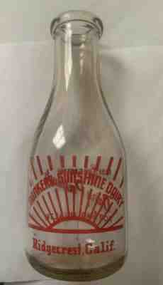 Rare Vintage DONKER’S SUNSHINE DAIRY RIDGECREST, CALIFORNIA Quart Milk ...