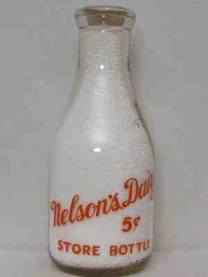 TRPQ Milk Bottle Nelson's Dairy Fall River MA BRISTOL COUNTY CELLOPHANE ...