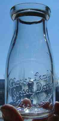 Clover Leaf Jersey Dairy Helena Montana Half Pint Milk Bottle - Sold ...