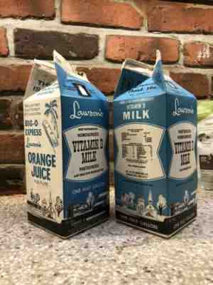 LOT OF 2 VINTAGE 1970'S LAWSON'S MILK CARTONS BIG O ORANGE CUYAHOGA ...