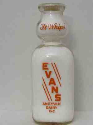 TSPQCT Milk Bottle Evans Amityville Dairy Inc Amityville LI CREAM TOP ...