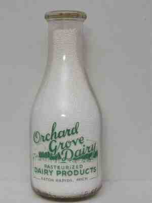 TRPQ Milk Bottle Orchard Grove Dairy Farm Eaton Rapids MI EATON COUNTY ...