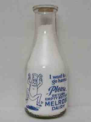 TRPQ Milk Bottle Melrose Dairy Ormond FL VOLUSIA COUNTY 1951 Comical ...