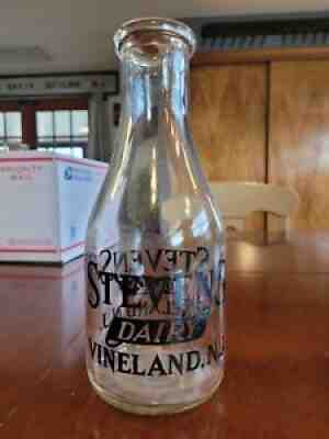 TRPQ Stevens Dairy Farm Vineland NJ New Jersey Black Pyro Quart Milk ...