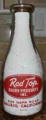 RED TOP Dairy Red Quart Pyroglazed Milk Bottle, Vallejo, CALIFORNIA CA ...