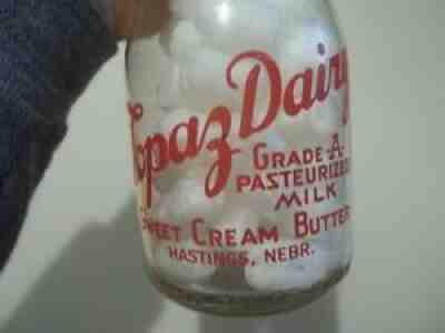 Topaz Dairy Pyro Milk Bottle Sweet Butter & Cottage Cheese Hastings ...