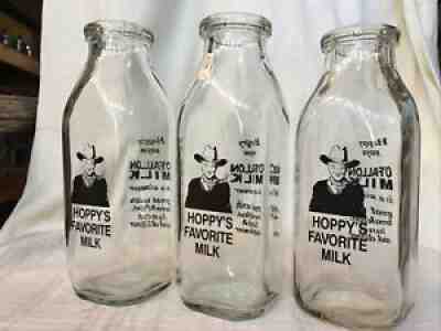 3 Vintage Pint Bottles O'Fallon Milk Hoppy Hopalong Cassidy Illinois ...