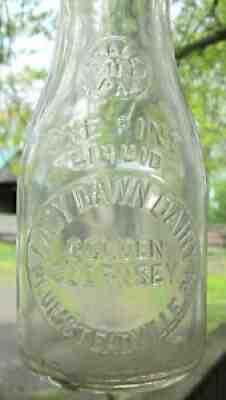 Vtg Embossed 1 Pint Bottle Lady Dawn Dairy Golden Guernsey ...